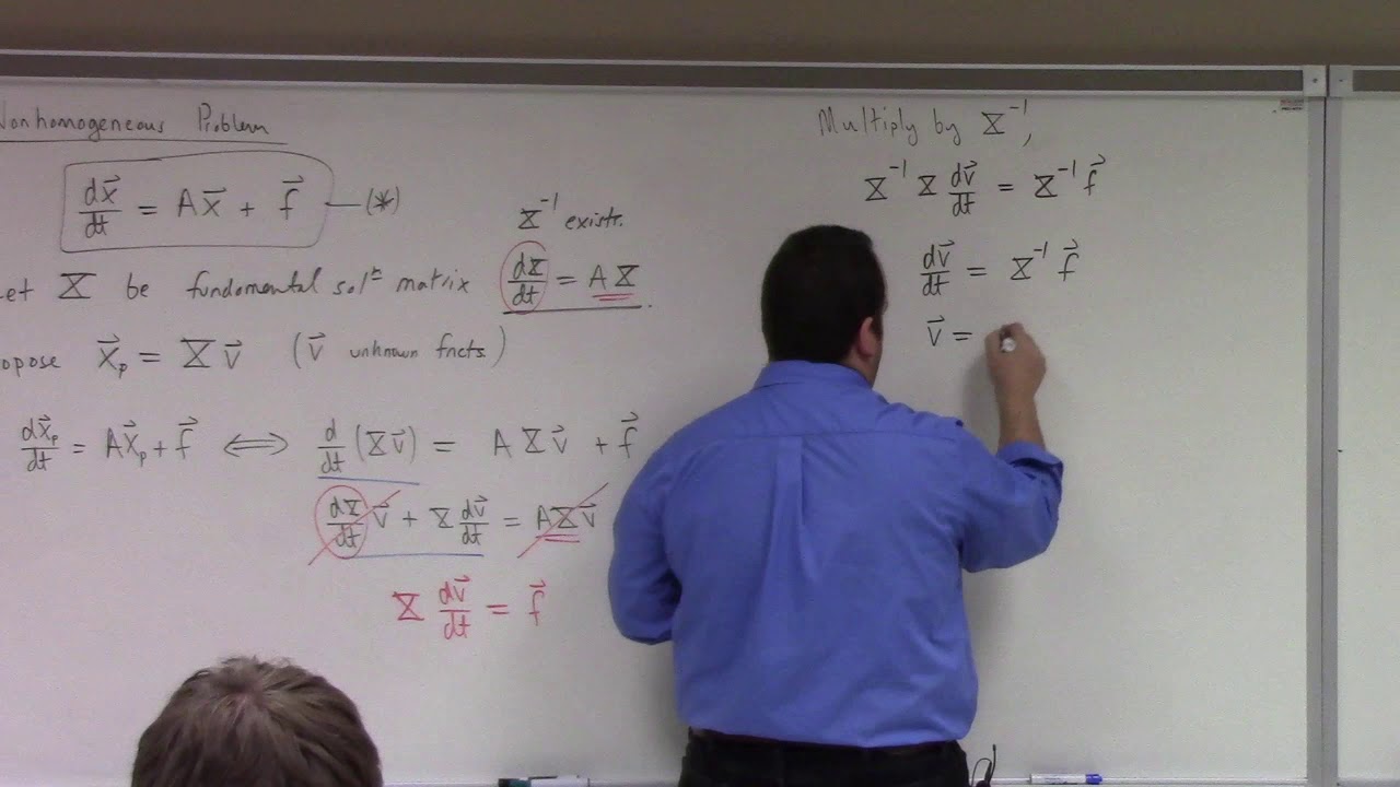 Differential Equations Matrix Exponential Solutions Nonhomog Case 10 24 17 Part 2 Youtube