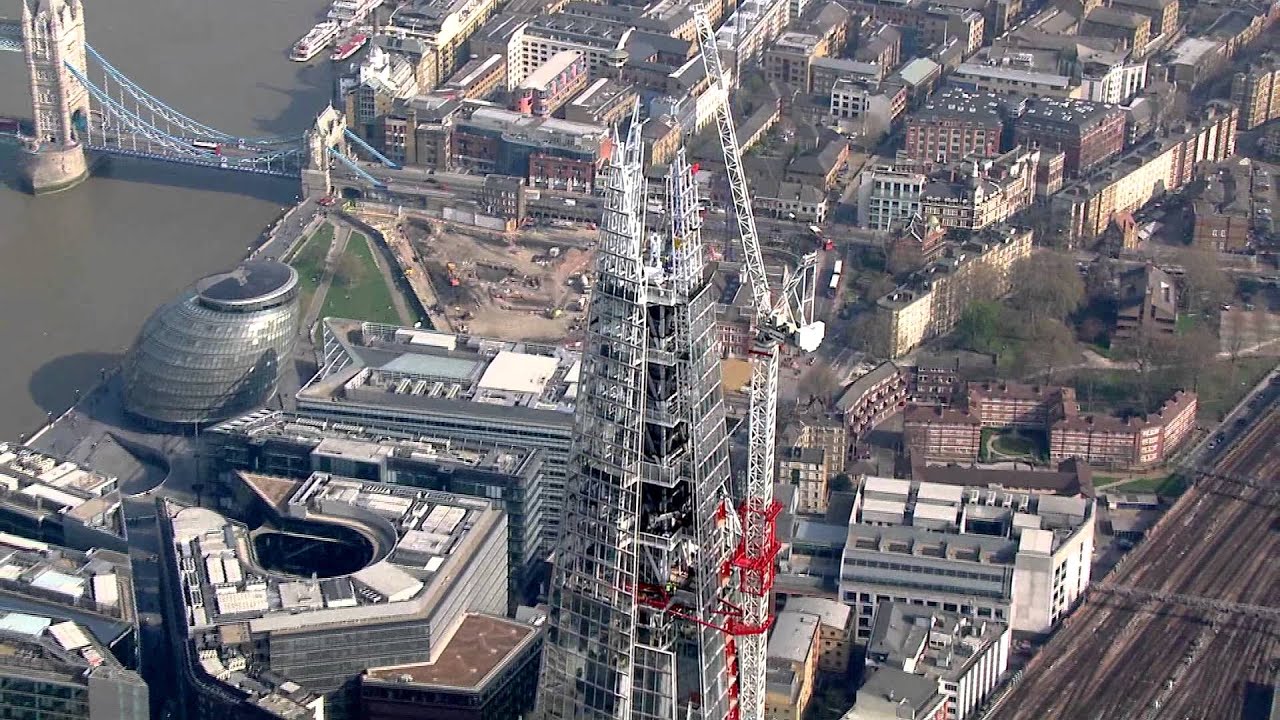 The Shard: (aerial) completing the steelwork - YouTube