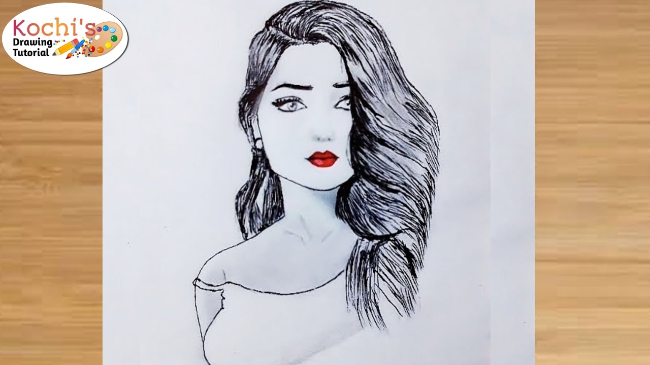 How to draw girl face for Beginners | easy way to draw realistic girl ...