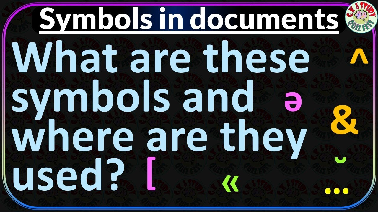 Symbols in Document - Symbols in English Language - Names of Symbols ...
