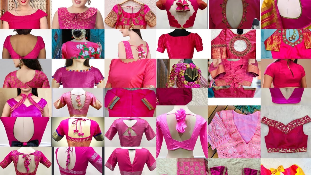 💖💃latest top pink color blouse designs 2023/back neck blouse designs ...