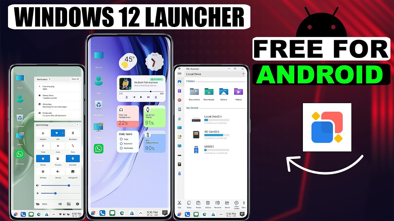 🔥Windows 12 Launcher For Android | 😍Win 12 Launcher - YouTube