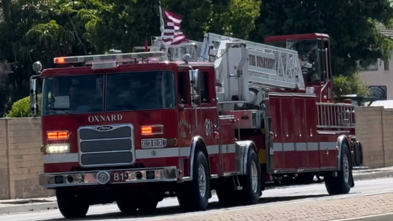 *PEAK Q* Oxnard Fire Department Truck 81 ( T81 ) Responding to an ...