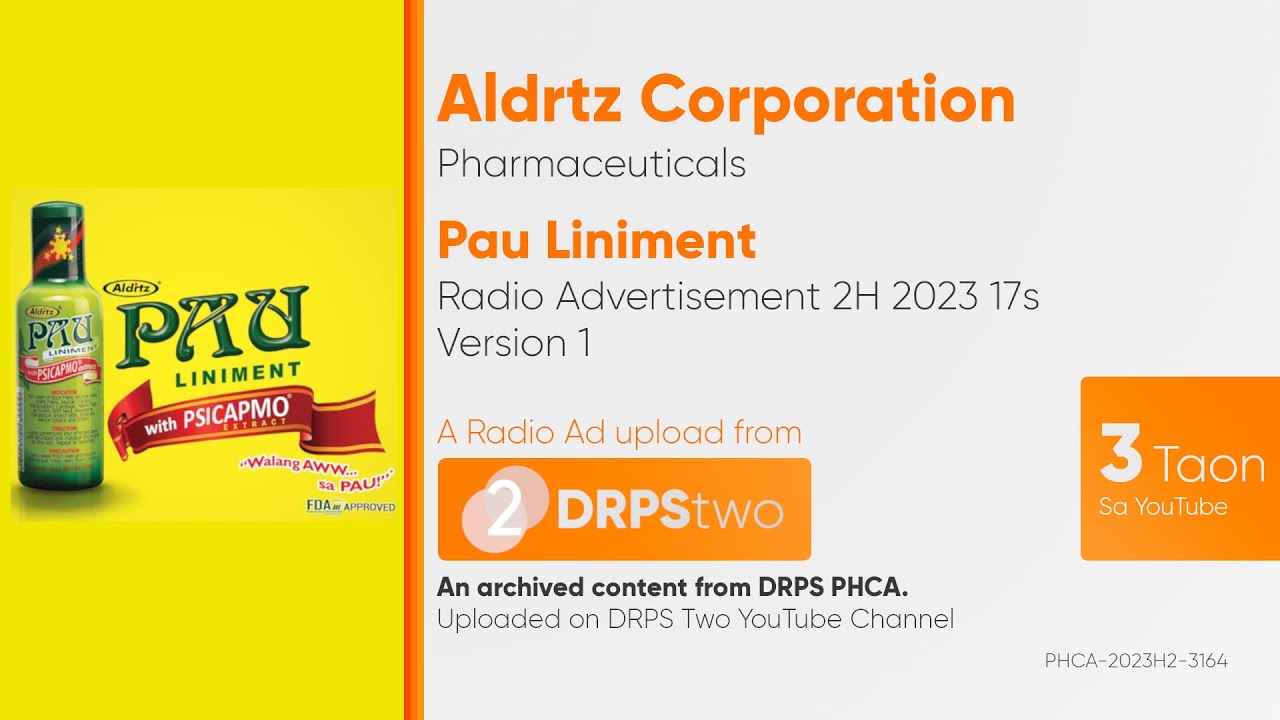 Pau Liniment Radio Ad 2H 2023 17s (Version 1) - YouTube