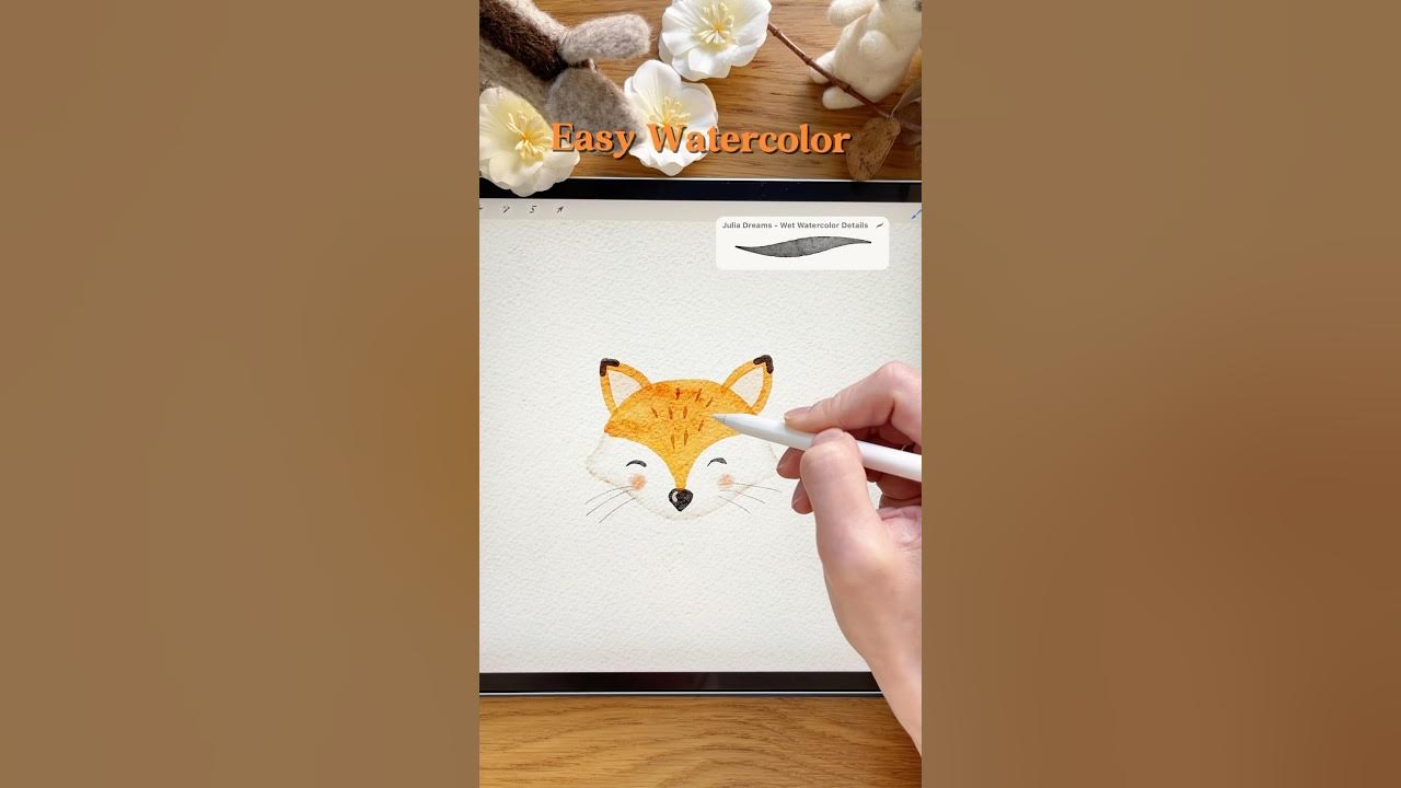 Easy Watercolor: Let Draw a Cute Fox 🦊 Wet Watercolor Brushes ️ # ...