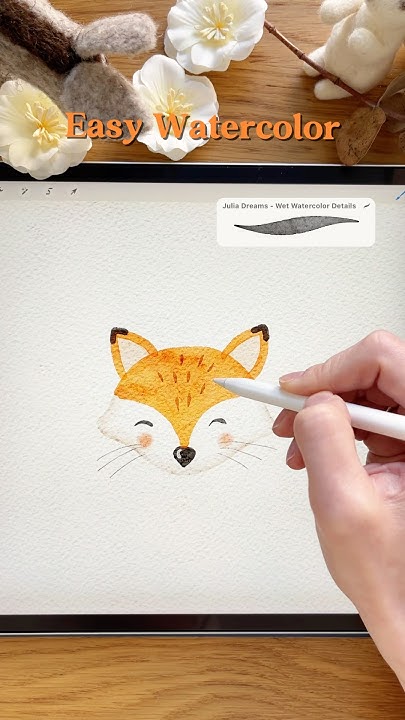 Easy Watercolor: Let Draw a Cute Fox 🦊 Wet Watercolor Brushes ️ # ...