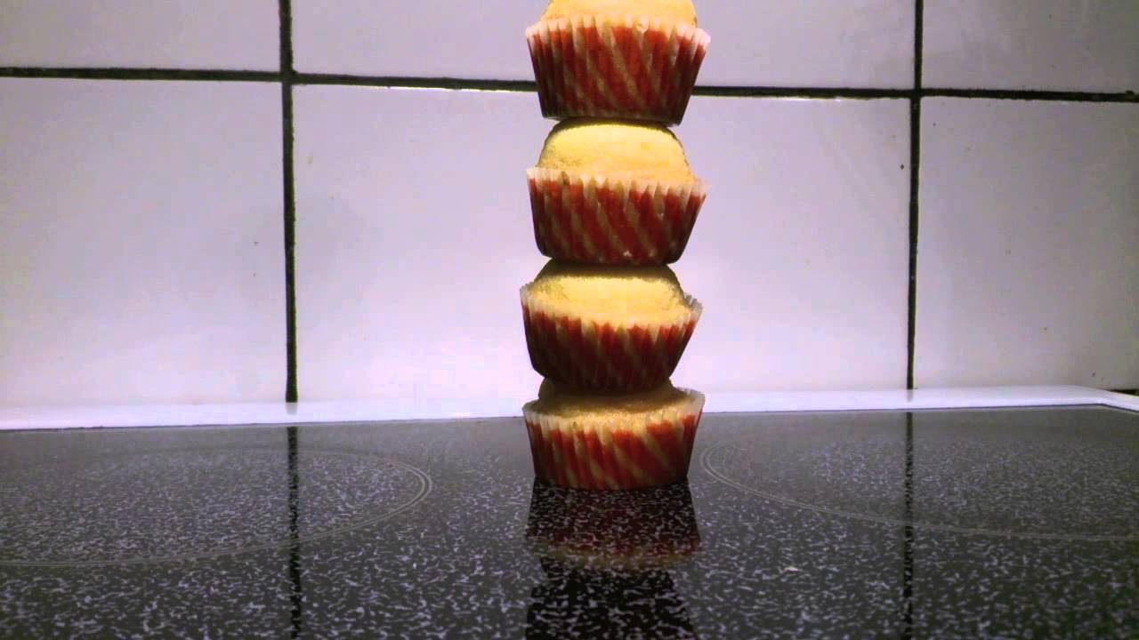 Lemon muffin tower falling over - YouTube