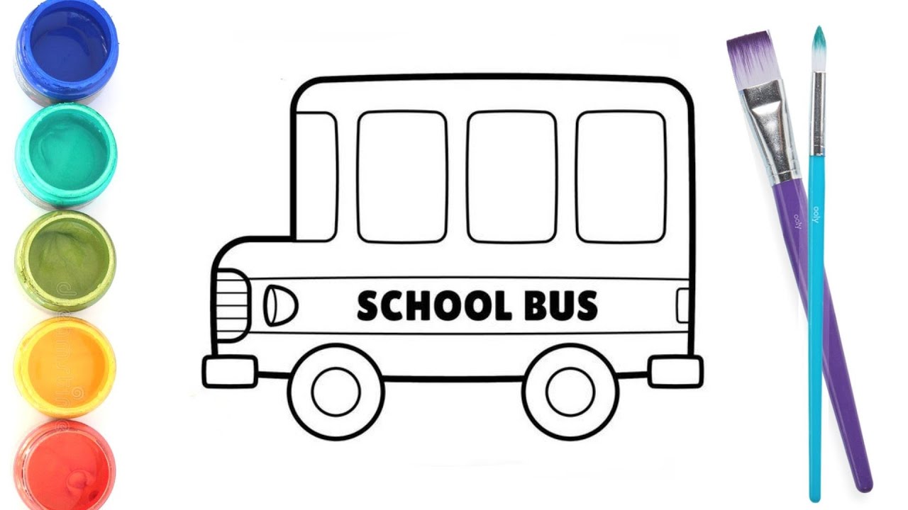 How to draw a school bus | Easy drawing for kids and toddlers | draw ...