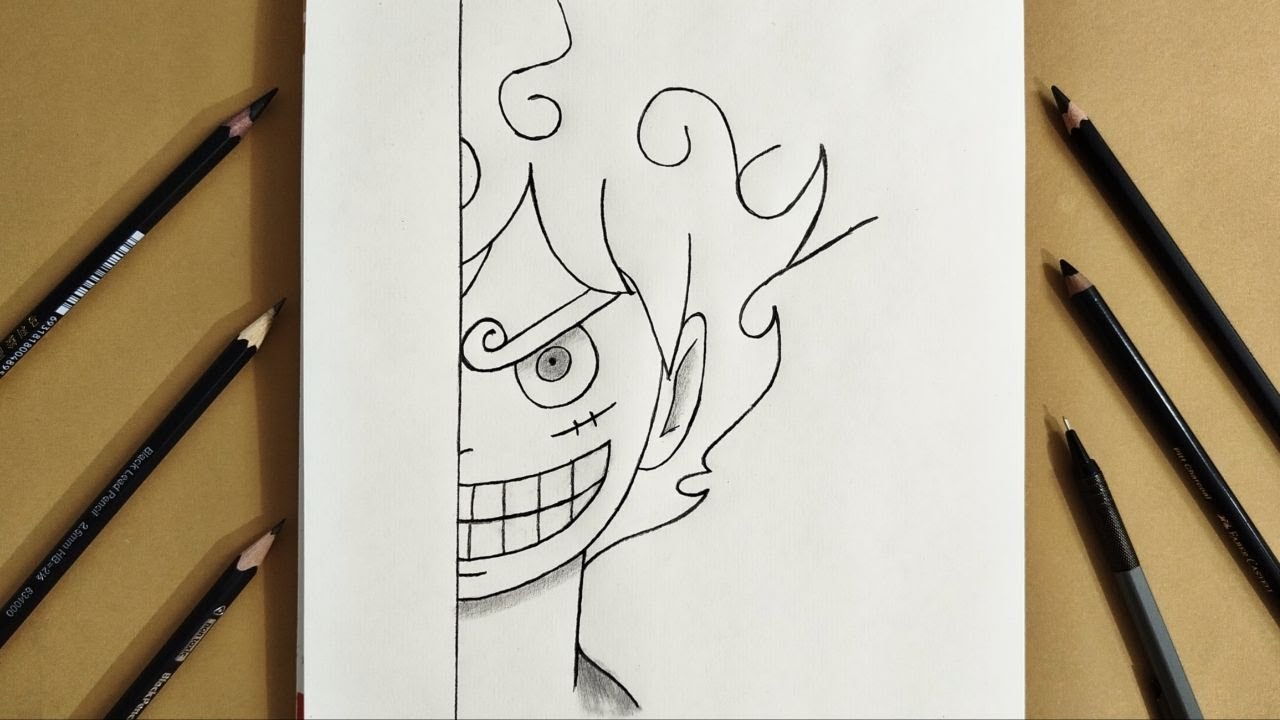 How to draw Luffy Gear 5 from One piece | Monkey D Luffy half face ...