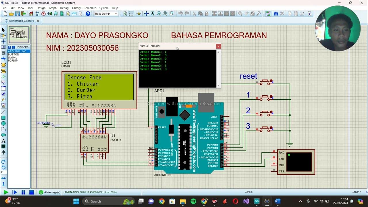 SIMULASI ORDERING FOOD SYSTEM DENGAN SOFTWARE PROTEUS || BAHASA PEMROGRAMAN - YouTube