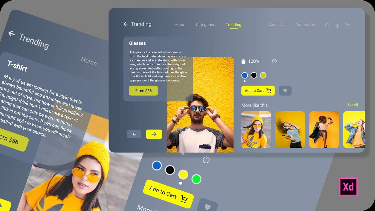 how to design slider product and hover effect with animation in adobe ...
