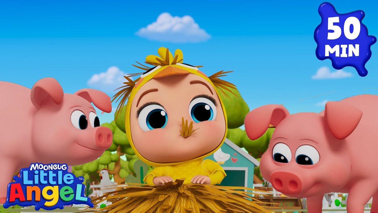 🐱 Cute Animal Songs! 🐣 | Little Angel | Head Shoulders Knees Toes ...