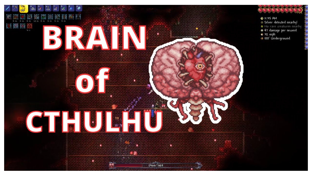 Brain of Cthulhu Boss Fight | Terraria | Master Mode - YouTube
