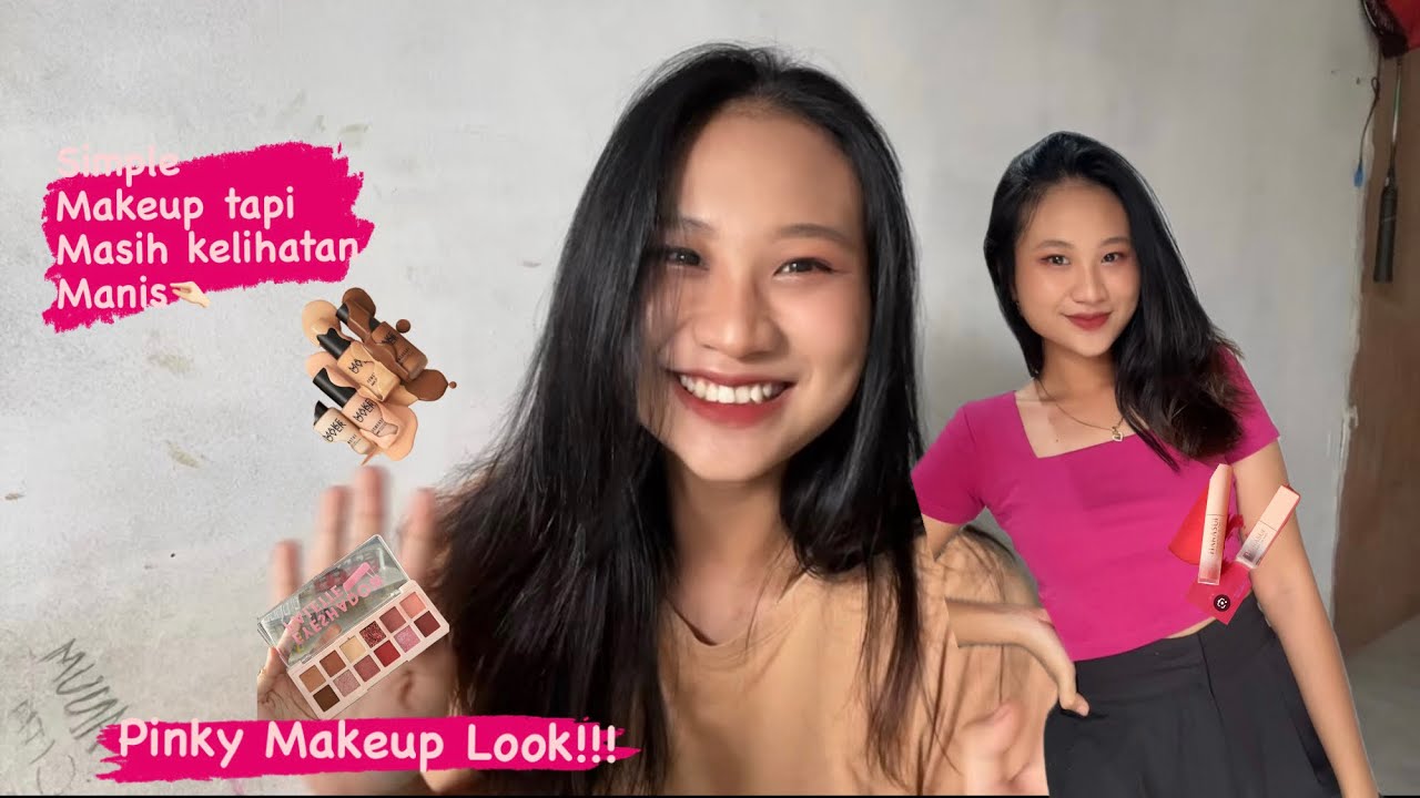 PINKY MAKE UP SIMPLE LOOK!!! (Refrensi makeup bukber 2024🫶🏻🤏🏻) # ...