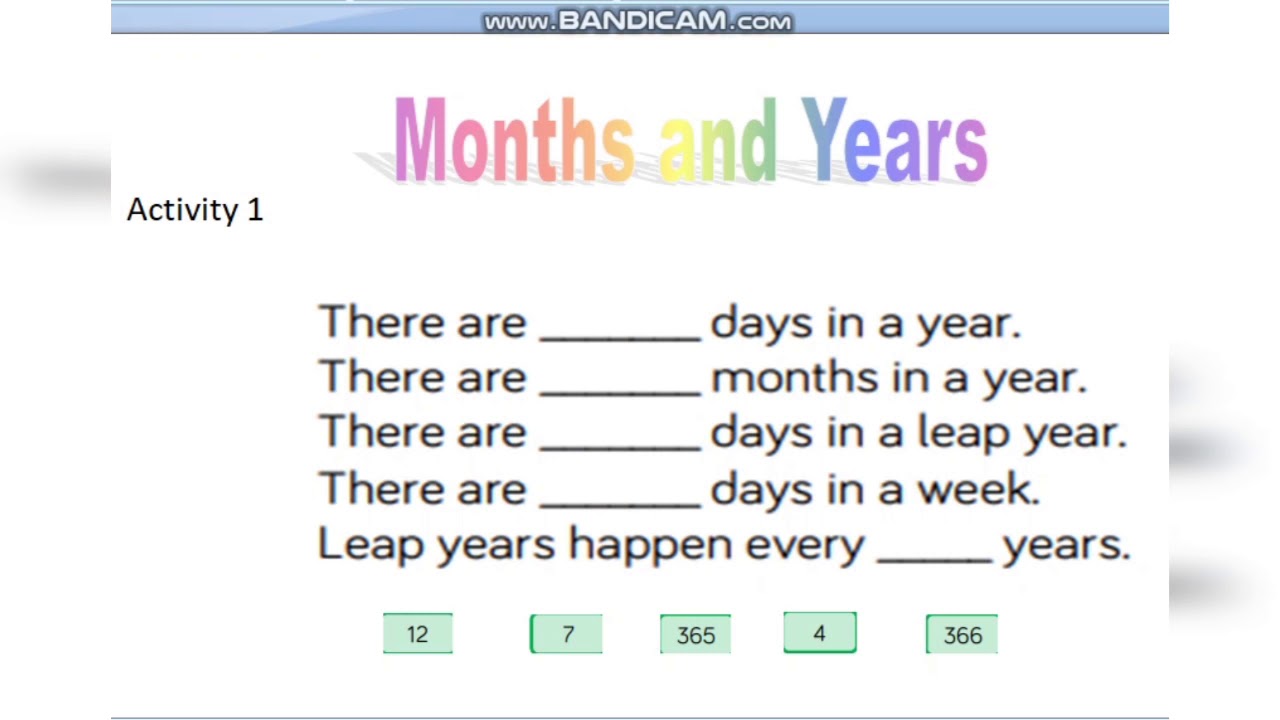 Months and Years Math Lesson - YouTube