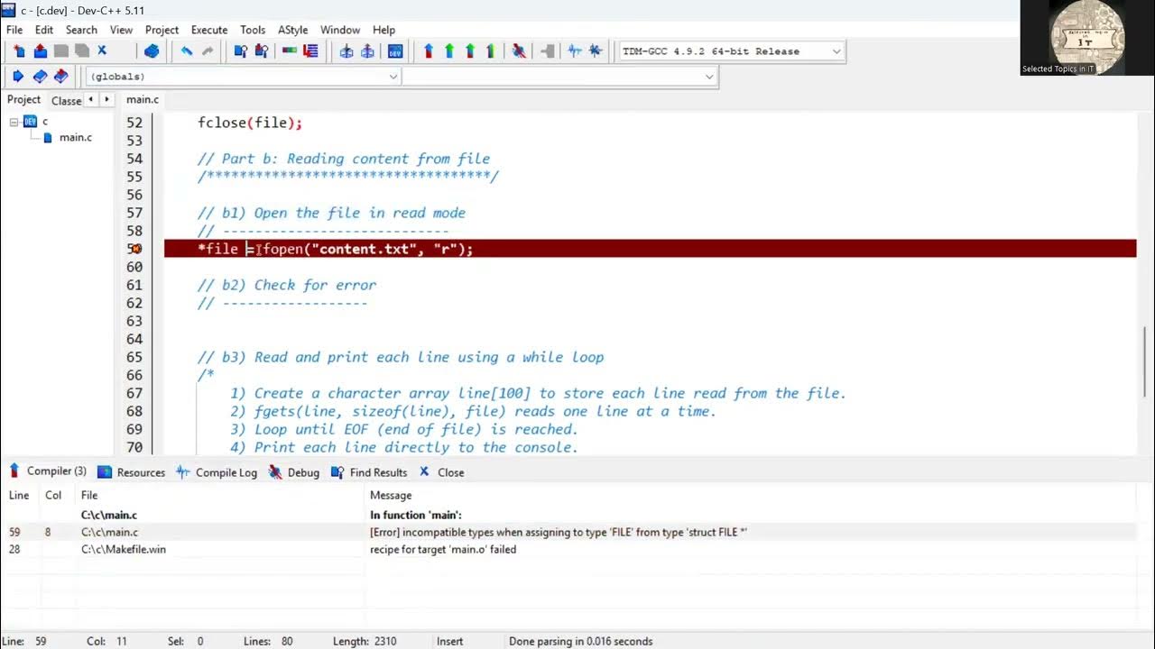 C 27: Writing array content to file, then reading that content from file (while loop) - YouTube