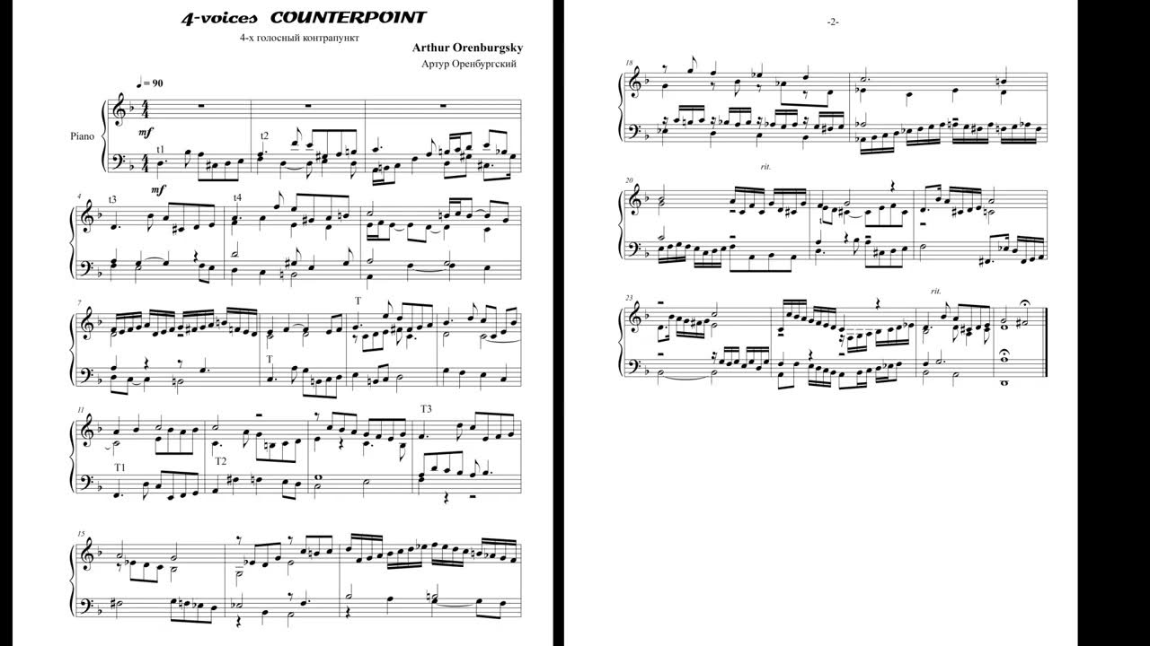 4-voices Counterpoint d - moll - YouTube