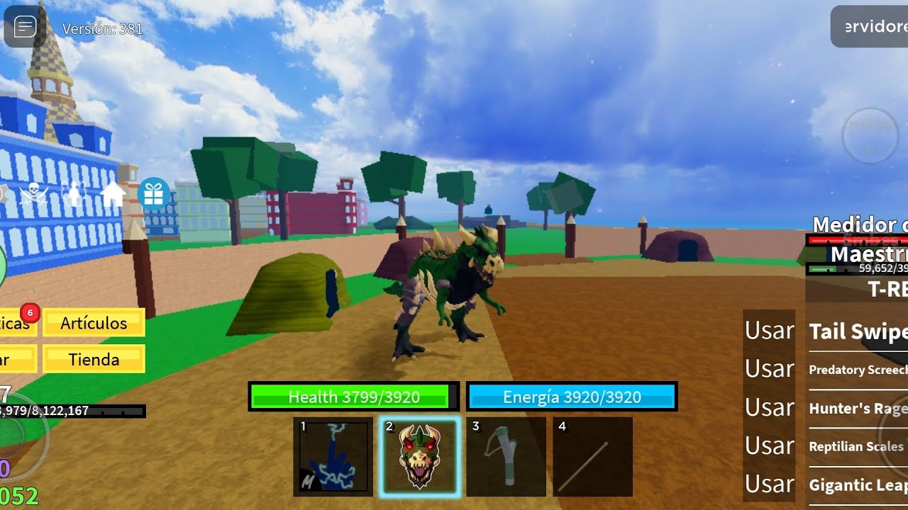 habilidades de la fruta t rex en blox fruits - YouTube