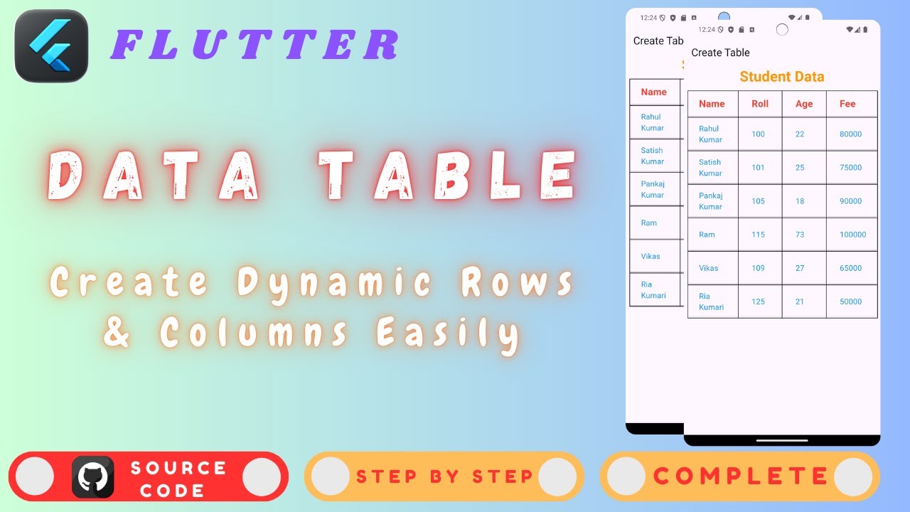 How To Create Table in Flutter | Data Table in Flutter | Create Data ...