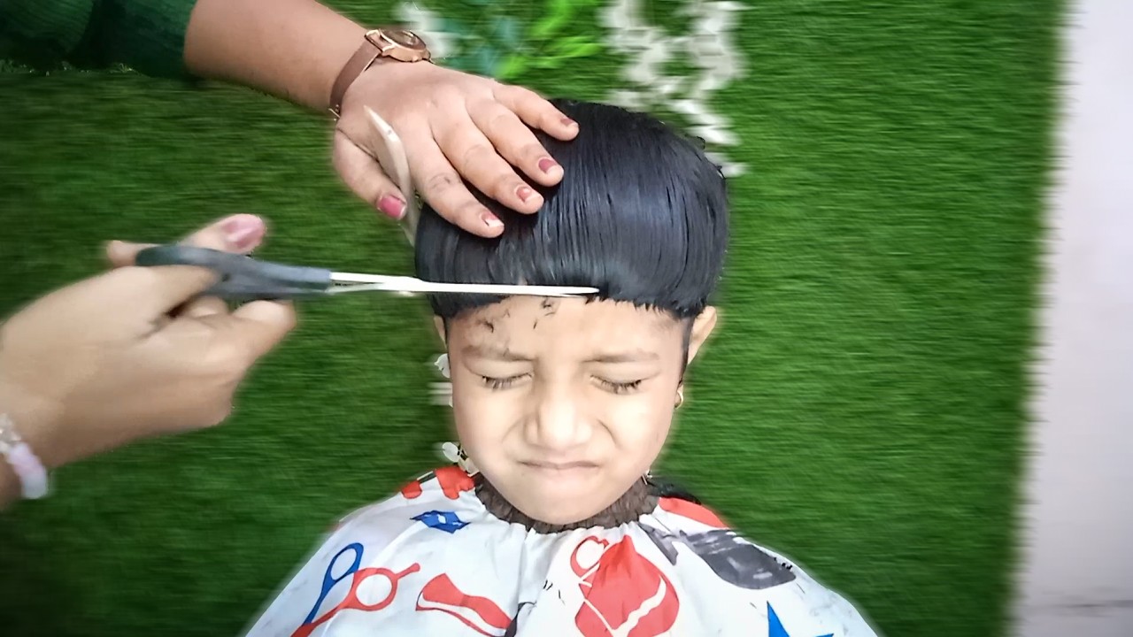 girl hair cutting /school girls hair cutting / long to short hair ...