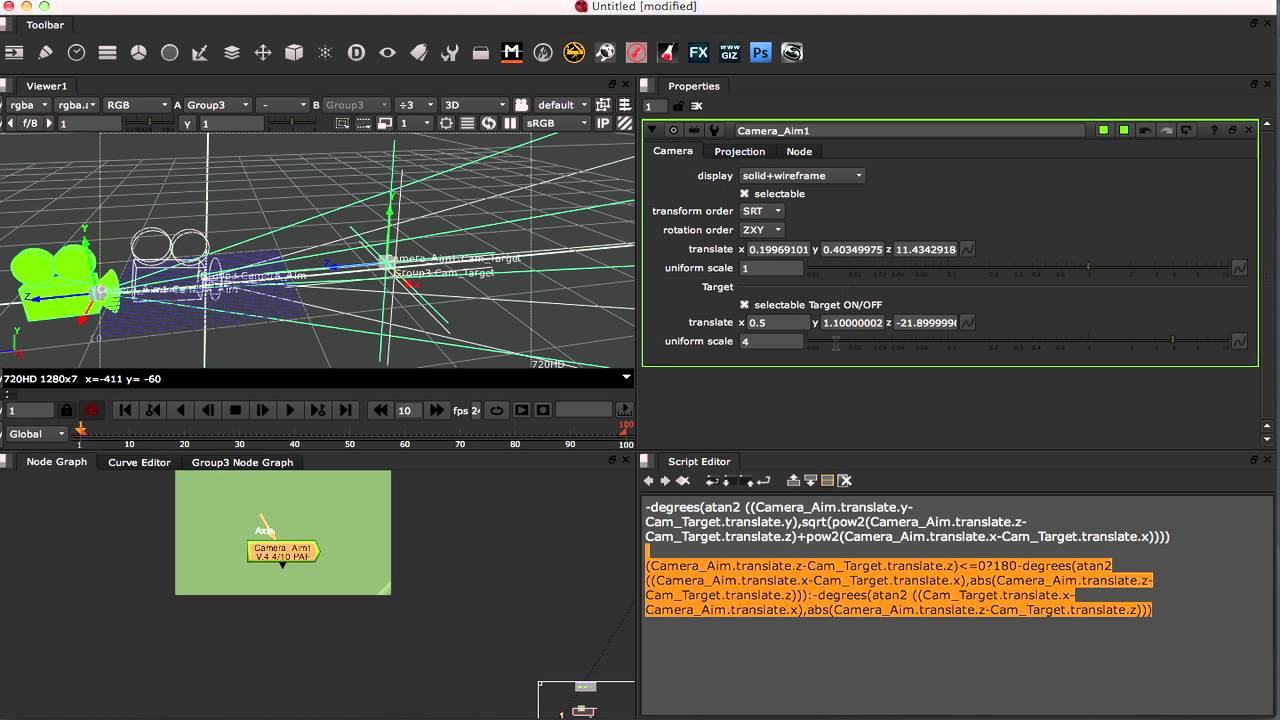 Nuke Quick Tip 008 Creating a 3D Camera Aim Gizmo using expressions ...