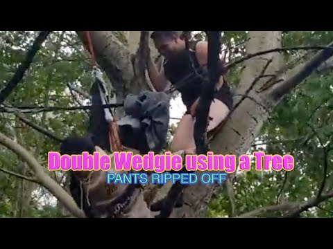 DOUBLE WEDGIE USING A TREE WITH MY FRIEND