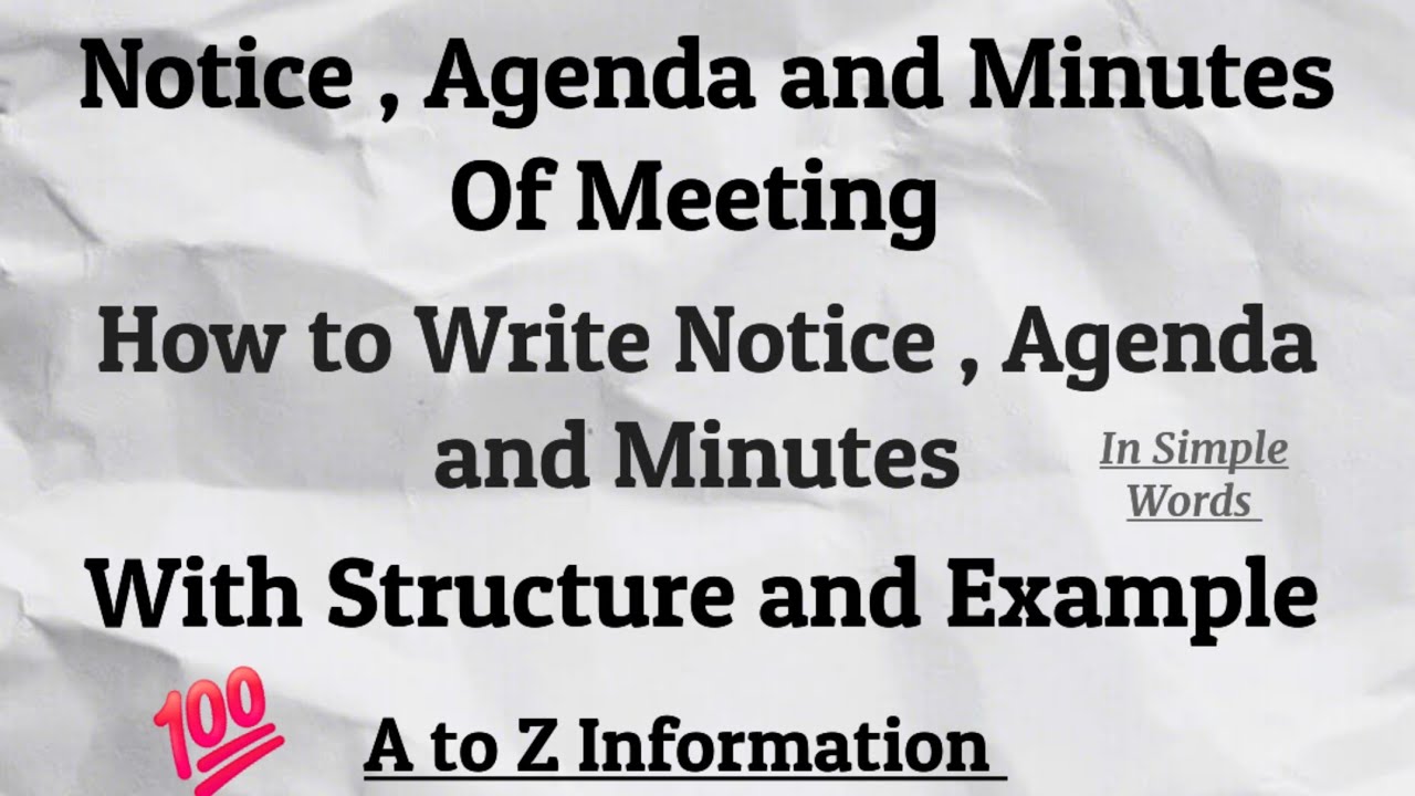 || Notice , Agenda and Minutes Of Meeting || Minutes of Meeting || # ...