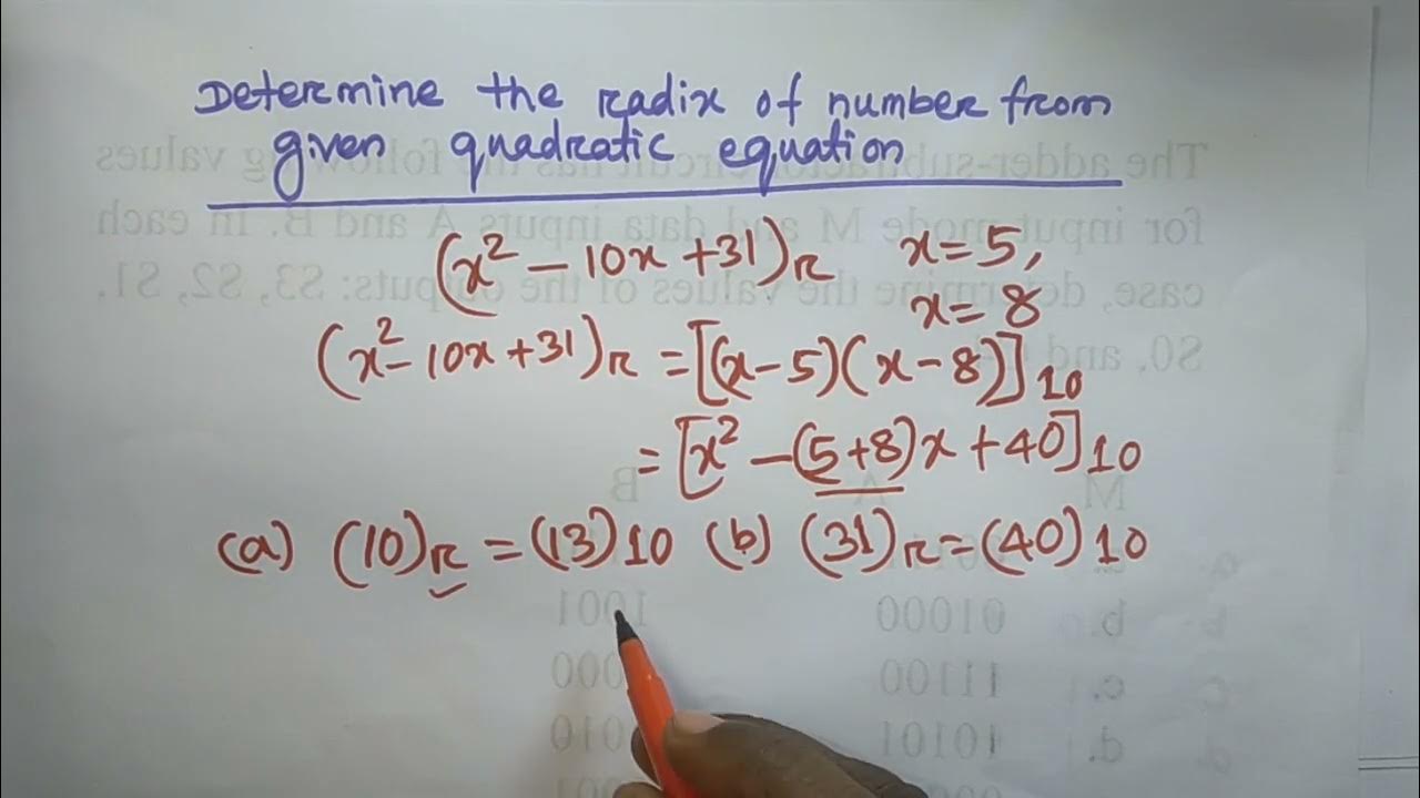 Determine the radix of number from given quadratic equation - YouTube