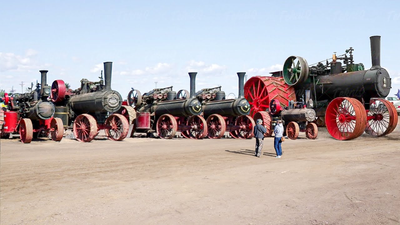 Starting Massive Steam Tractors to Plough Massive Field - YouTube