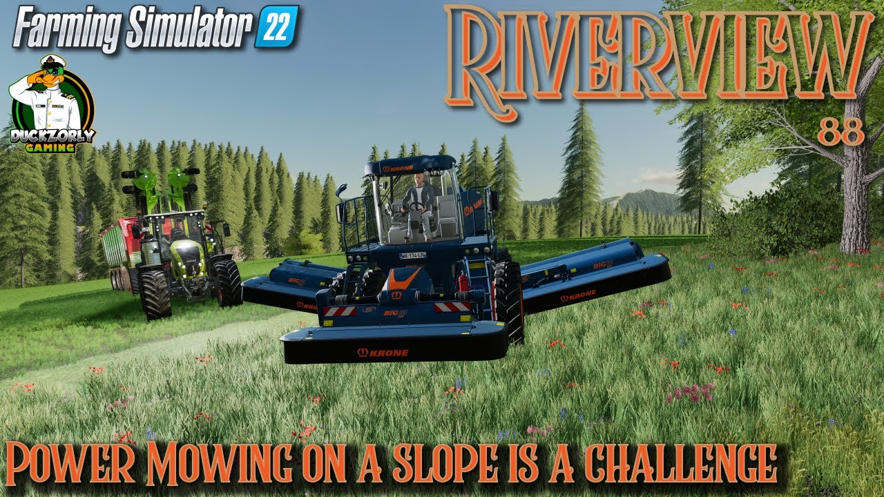 FS22 - Riverview - Power Mowing on a Slope is a Challenge - #88 - YouTube