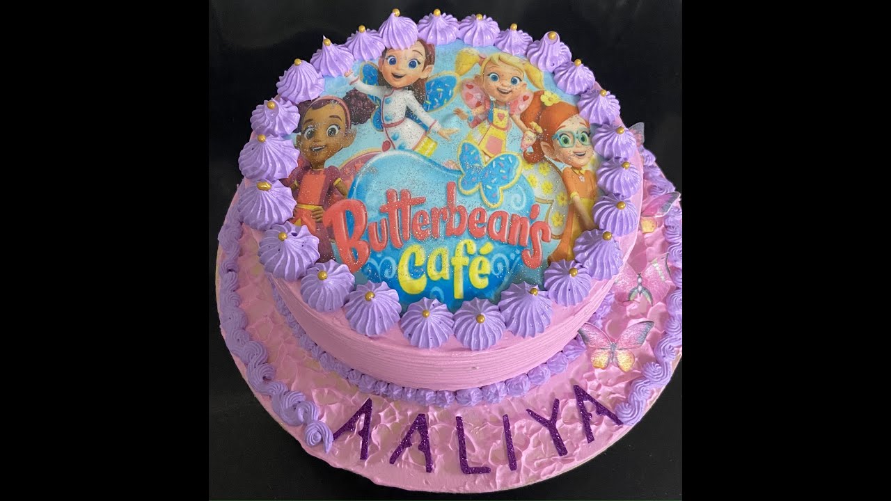 Photo Print Cake Design With Butter Bean's Cafe Theme - YouTube