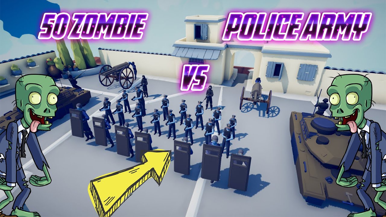 Battle: 50x units Zombie vs Police army - 🌈Totally Accurate Battle ...