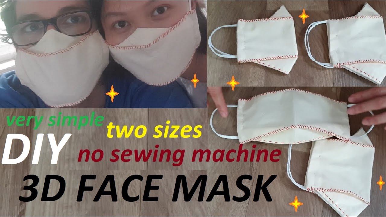 DIY Make 3D face mask NO SEWING MACHINE 2 sizes for couple at home ...
