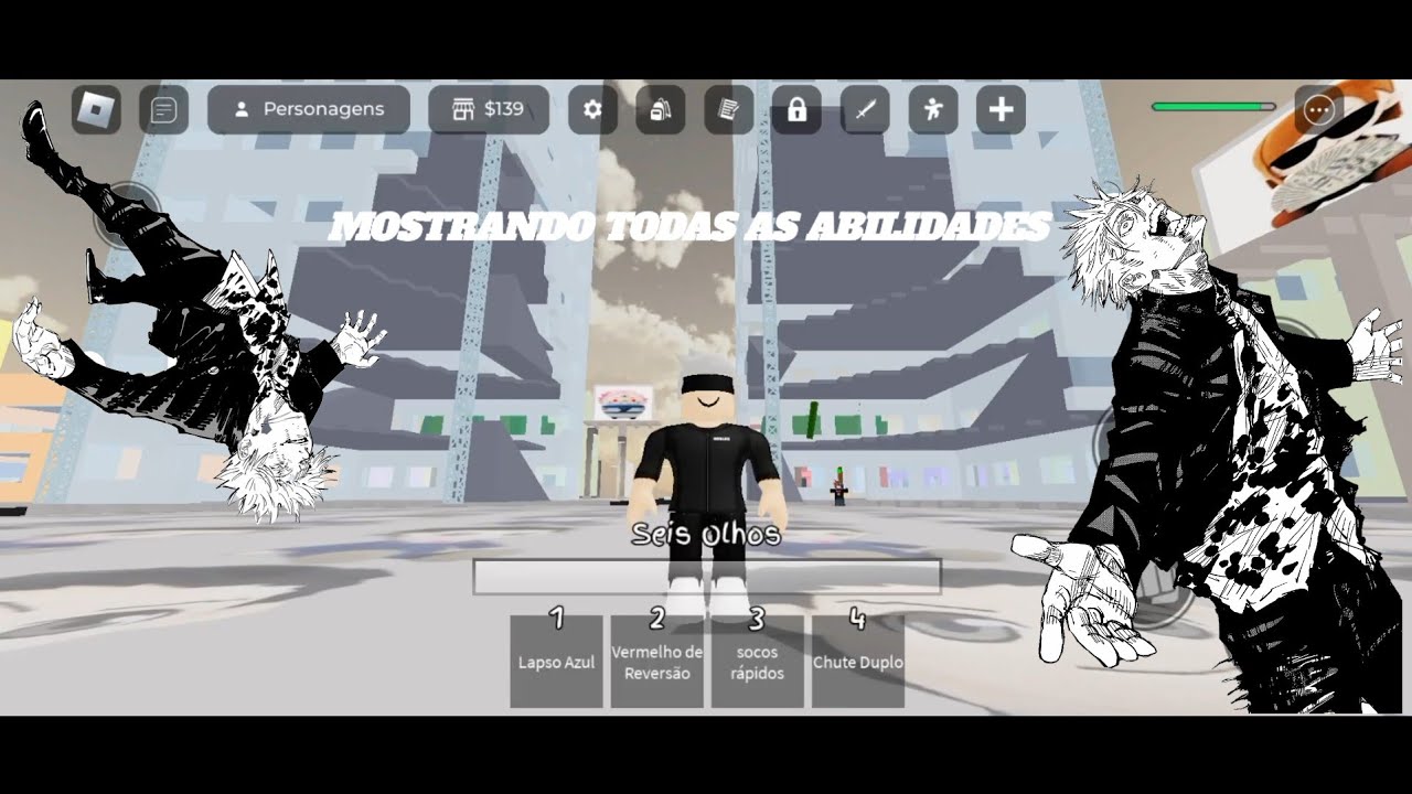 roblox jujutsu shenanigans mostrando todas as abilidades do gojo ...
