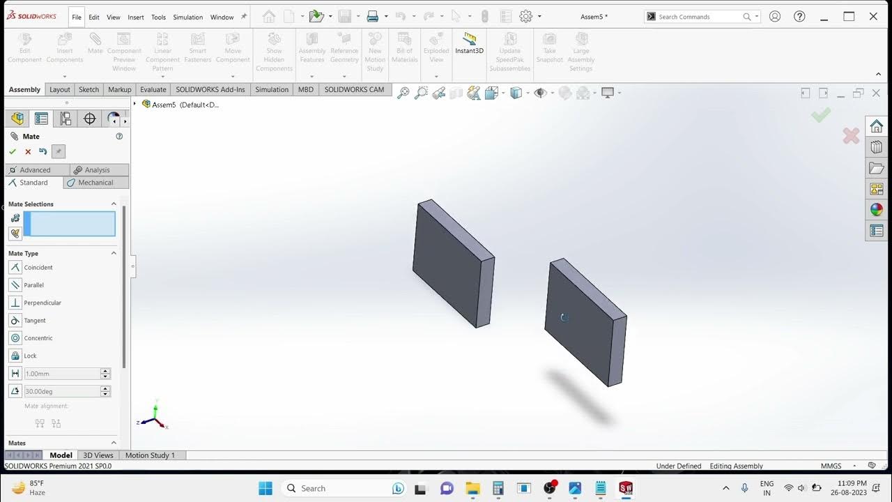 Solidworks Tutorial Width Mate - YouTube