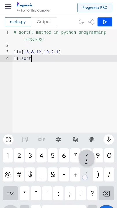 Sort Method in python. #shorts #short #shortvideo #shortsvideo #subscribe #shortsviral # ...