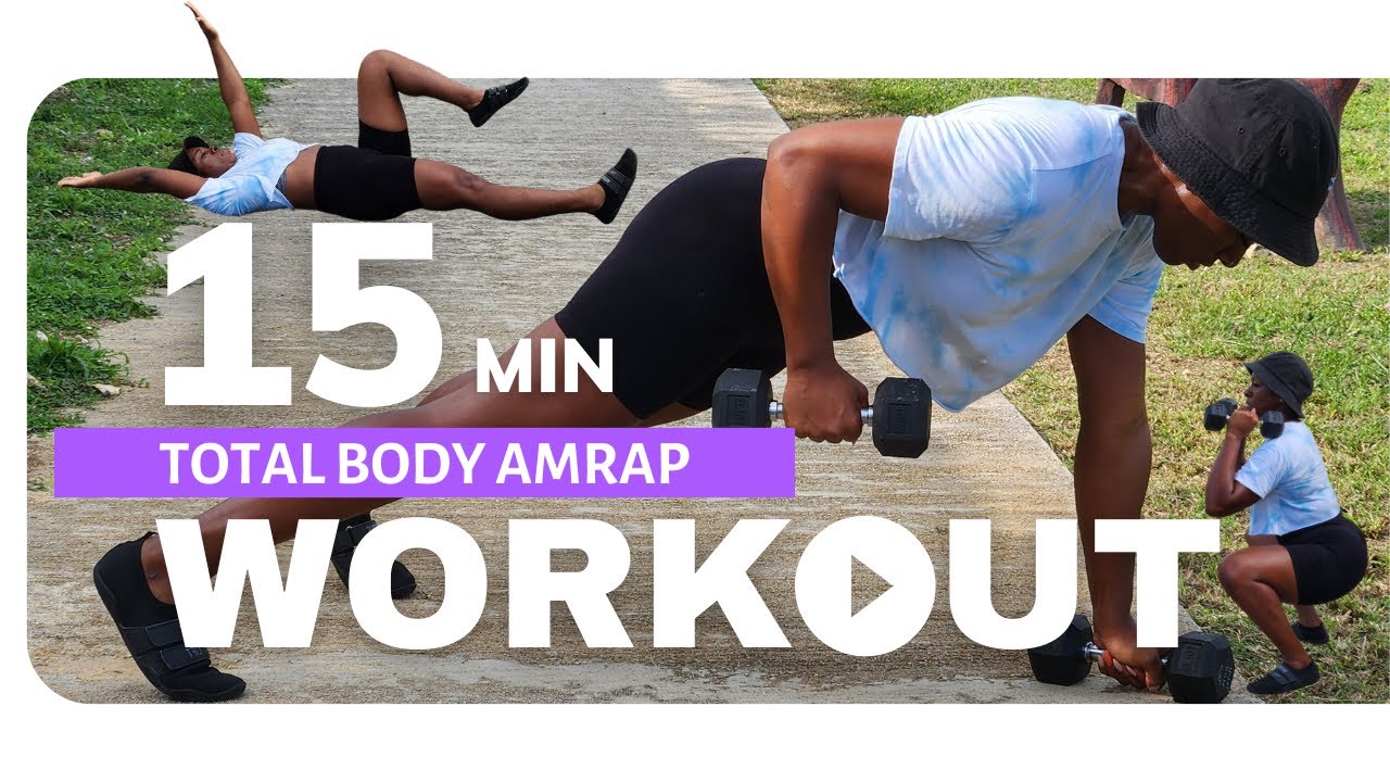15 Minutes Total Body AMRAP Workout with One Pair Dumbbells (At Home ...