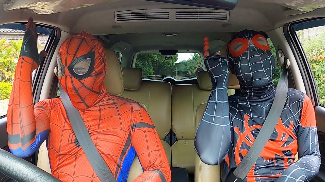 Spider-Man Dancing in The Car - Spiderman in Real Life - YouTube