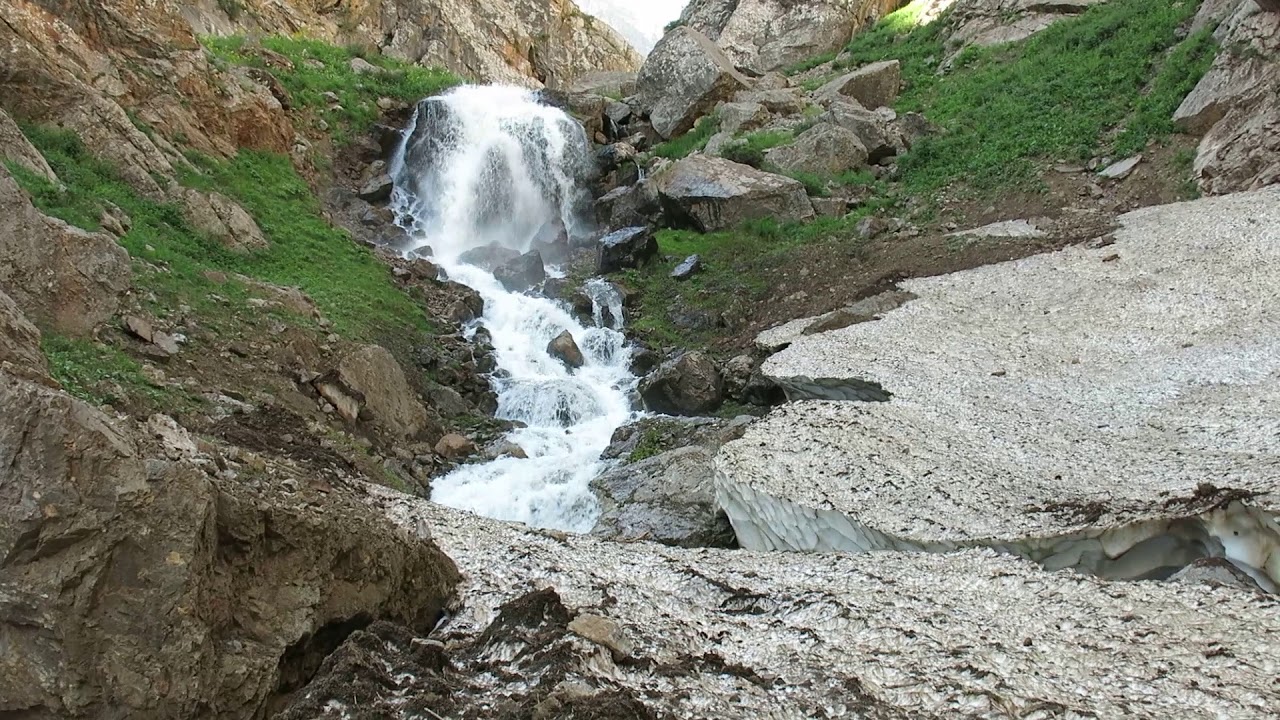 Great waterfall on Badak lake - YouTube