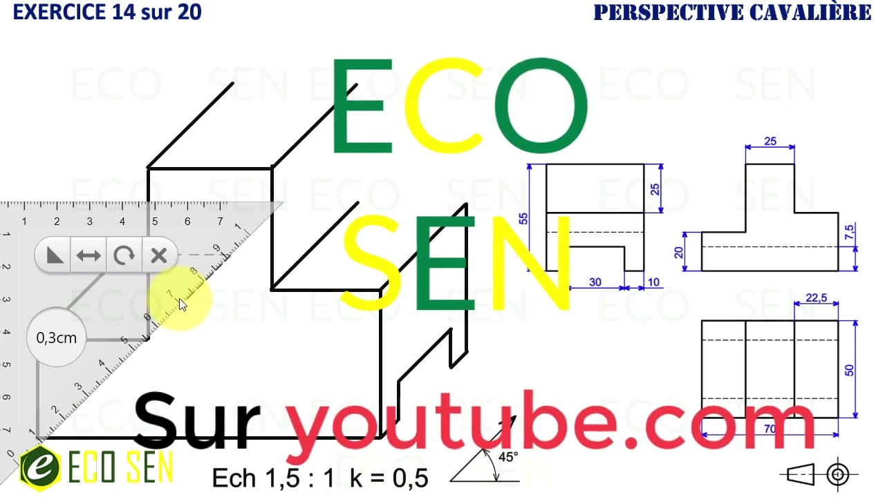 Perspective cavalière : Exercice 14 sur 20 - YouTube