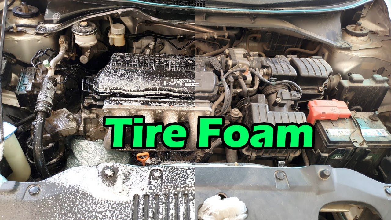 This is good enough for me - cleaning the engine bay with tire foam ...