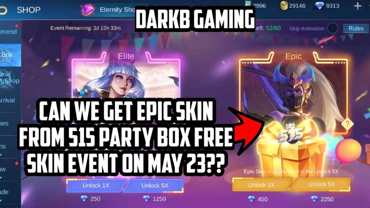 How to Get Epic skin from 515 Party Box Free skin event?! | May 23 ...
