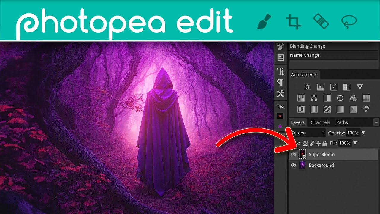 Editing in Photopea [002] - Free Plug-in, Glow Effect - YouTube
