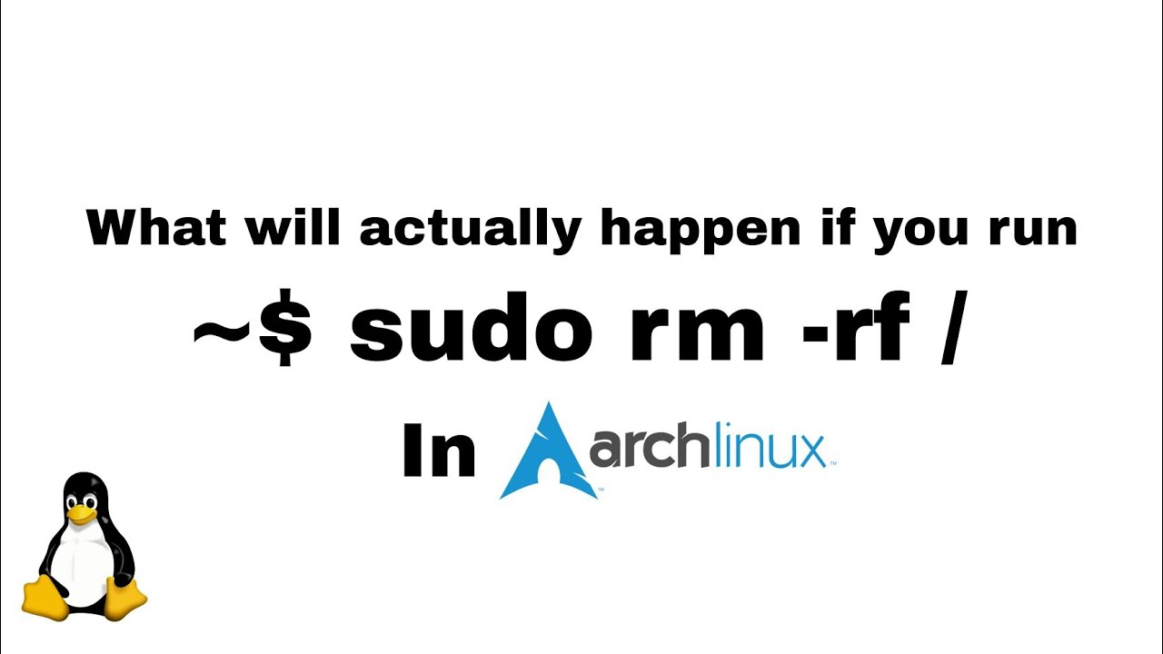 Running sudo rm -rf / in arch linux (KDE Plasma) - YouTube