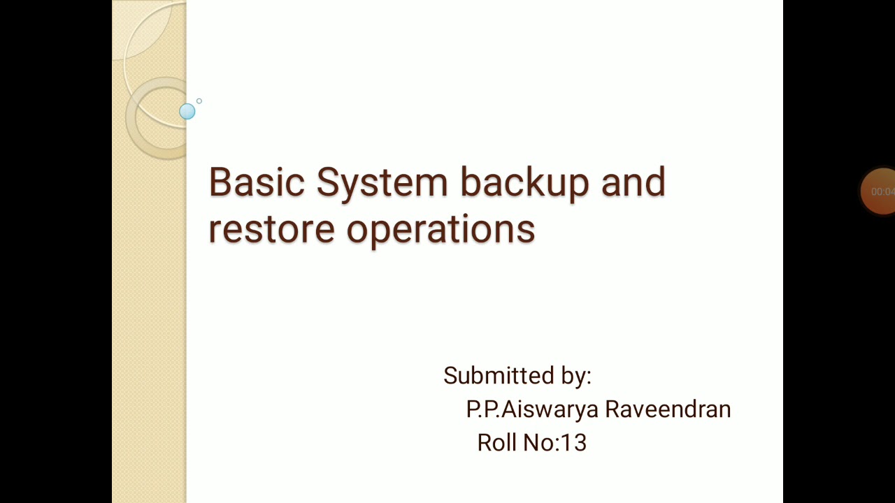 Basic system backup and restore operations - YouTube