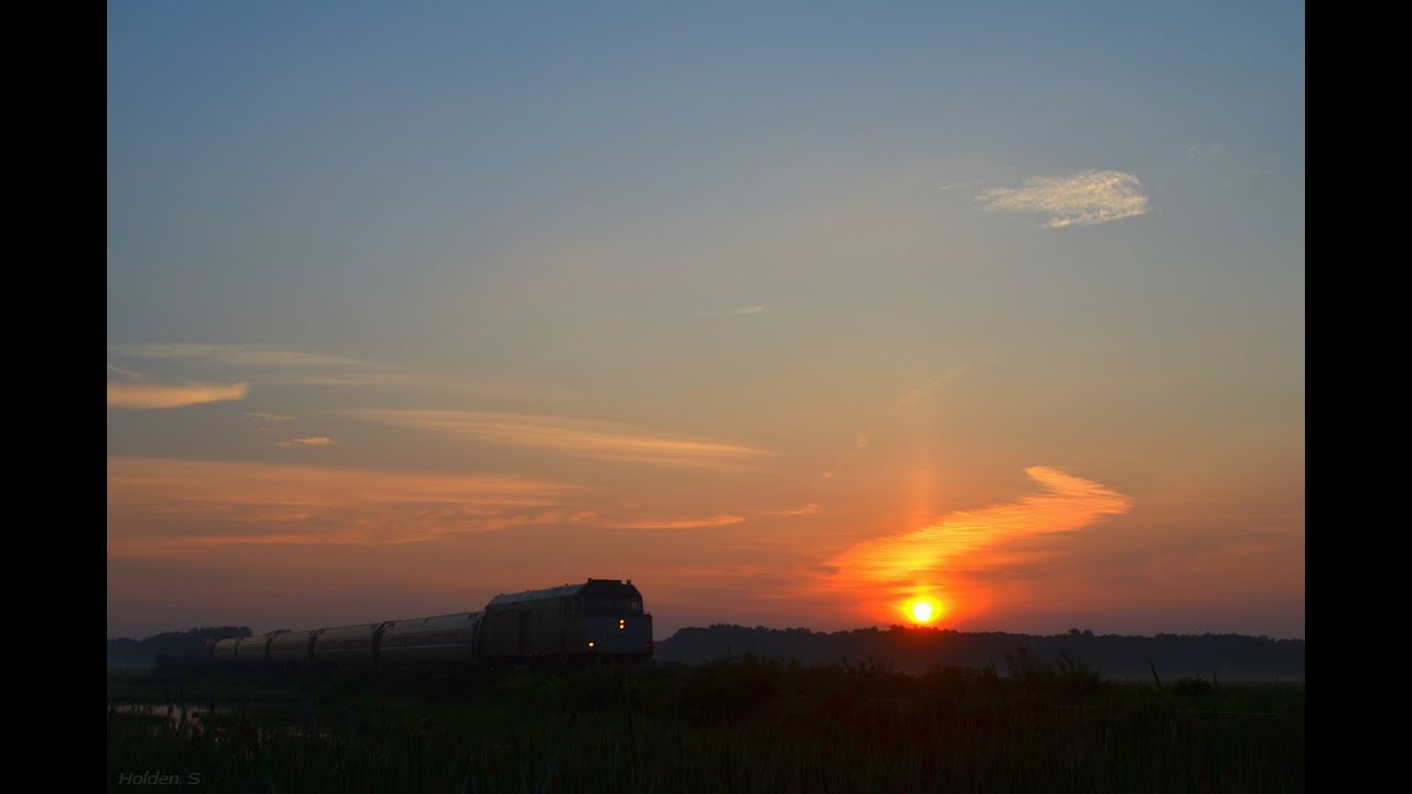 Beautiful Sunrise on the atlantic ocean with Amtrak Downeaster #680. 7 ...