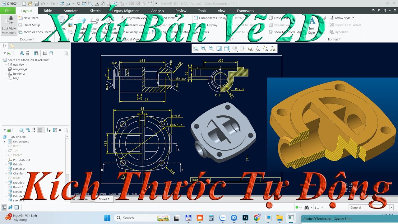 Hướng Dẫn Xuất 3 Hình Chiếu 2D Theo Tiêu Chuẩn Iso | Đồ Án Cơ Khí Máy ...