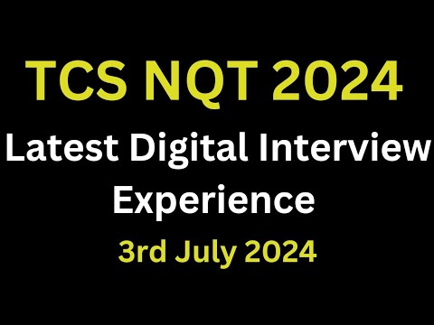 3rd July 2024 Latest TCS Digital Interview Experience | Coding ...