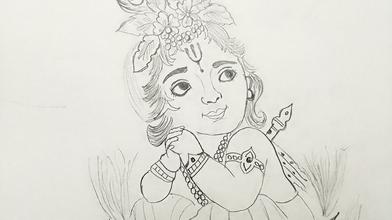 Ladoo Gopal Easy Pencil Sketch Drawing 🥰🥰 - YouTube