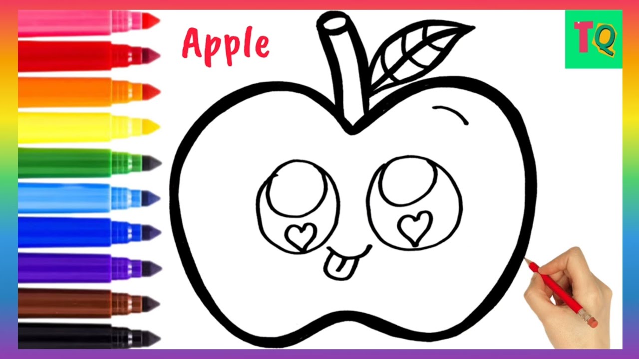 How to draw a Cute Apple step by step || Apple Drawing || Drawing for ...